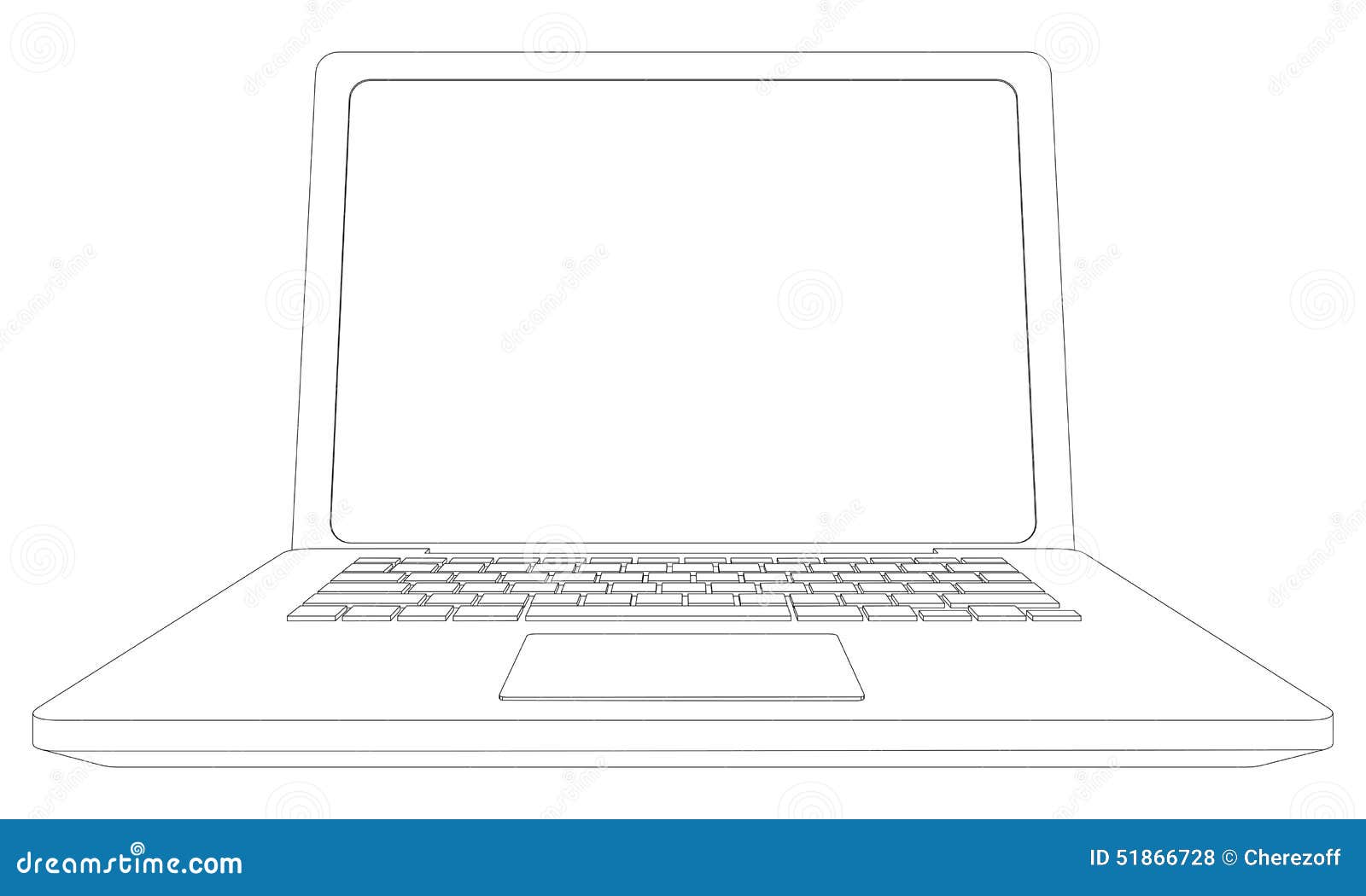 Wire-frame Open Laptop. Front View Stock Vector - Illustration of open ...