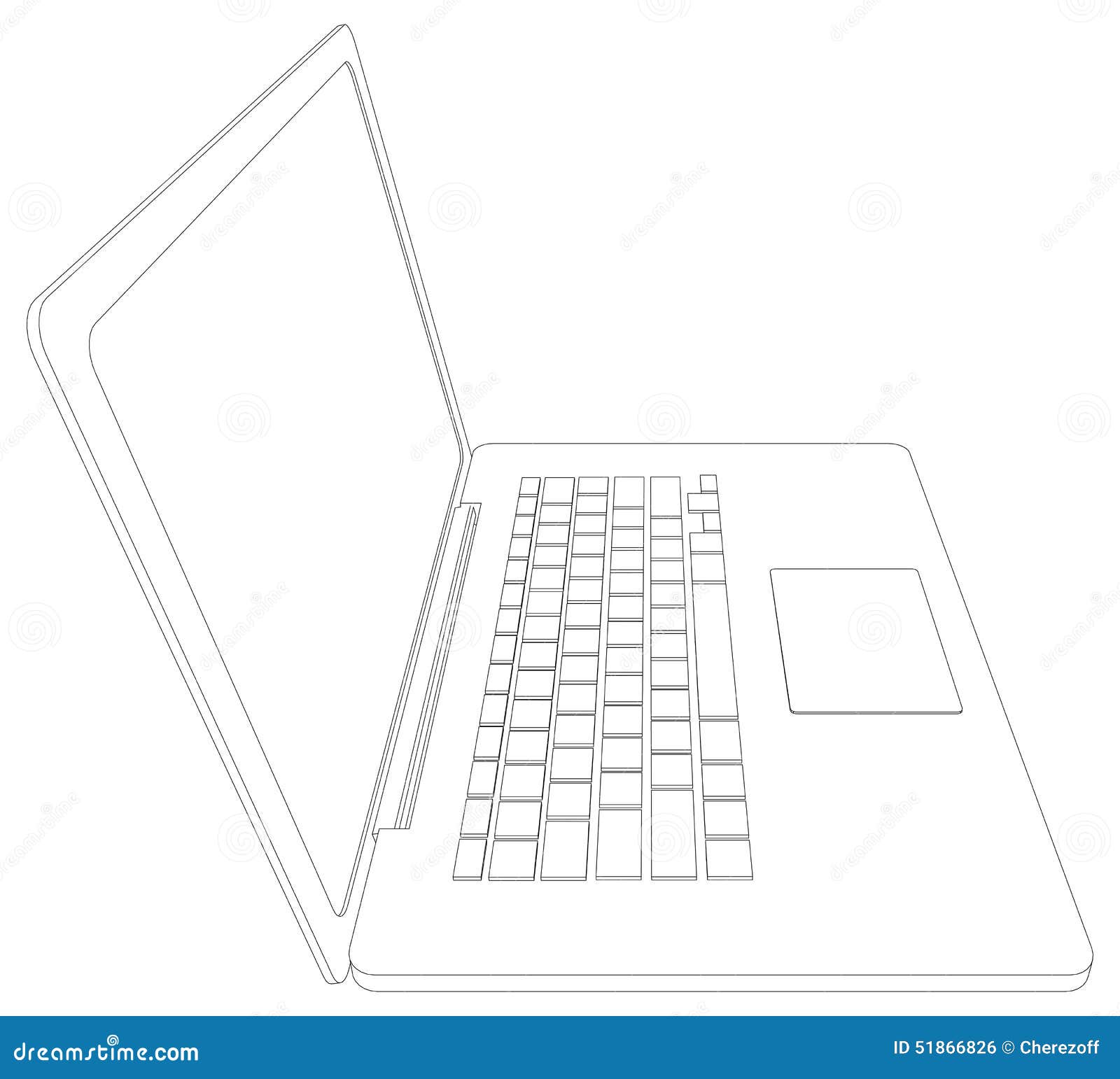 Wire-frame Open Laptop. Front View Stock Vector - Illustration of ...