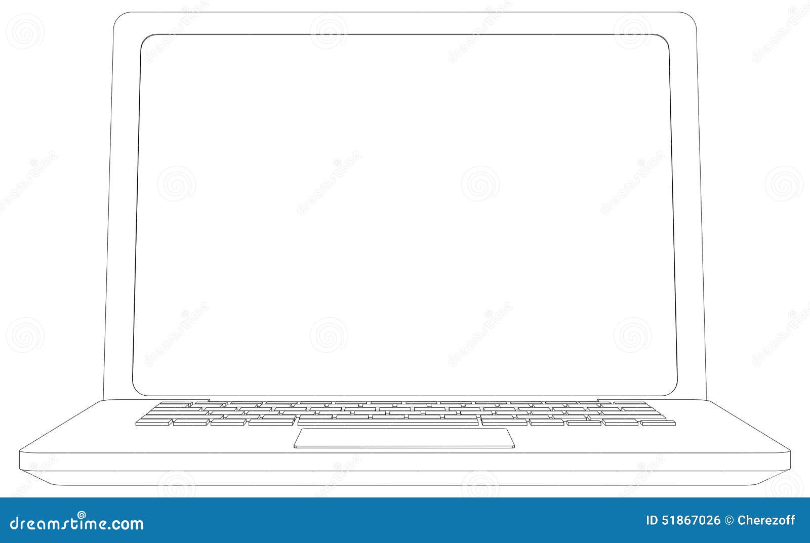 Wire-frame Open Laptop. Front View Stock Vector - Illustration of ...