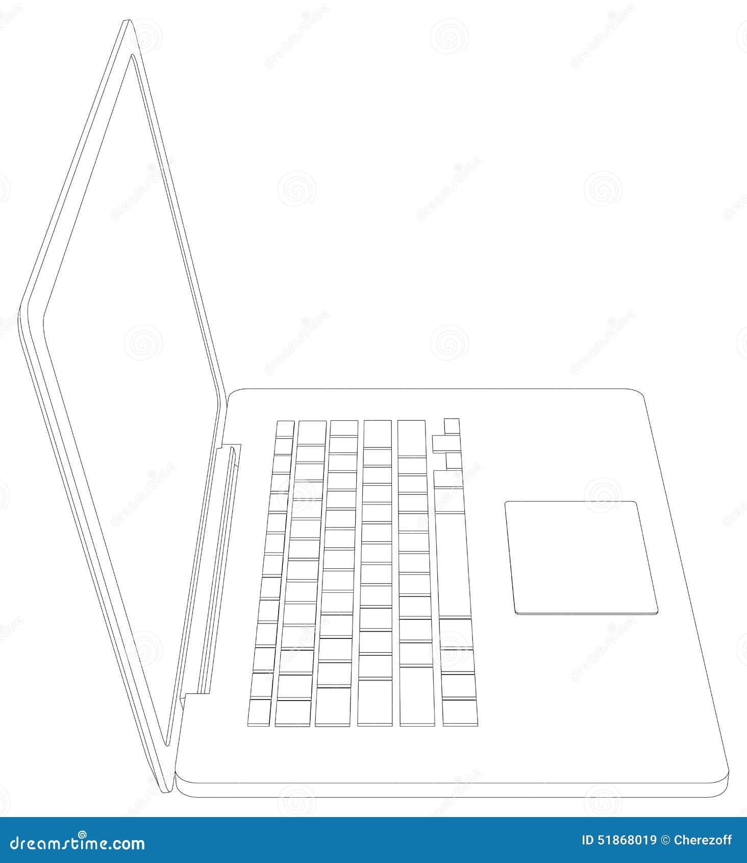 Wire-frame Open Laptop. Front View Stock Vector - Illustration of ...