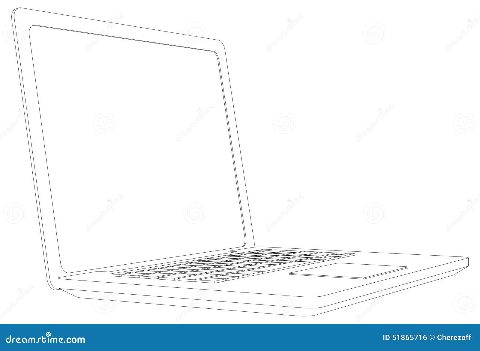 Wire-frame Open Laptop. Perspective View Stock Vector - Illustration of ...