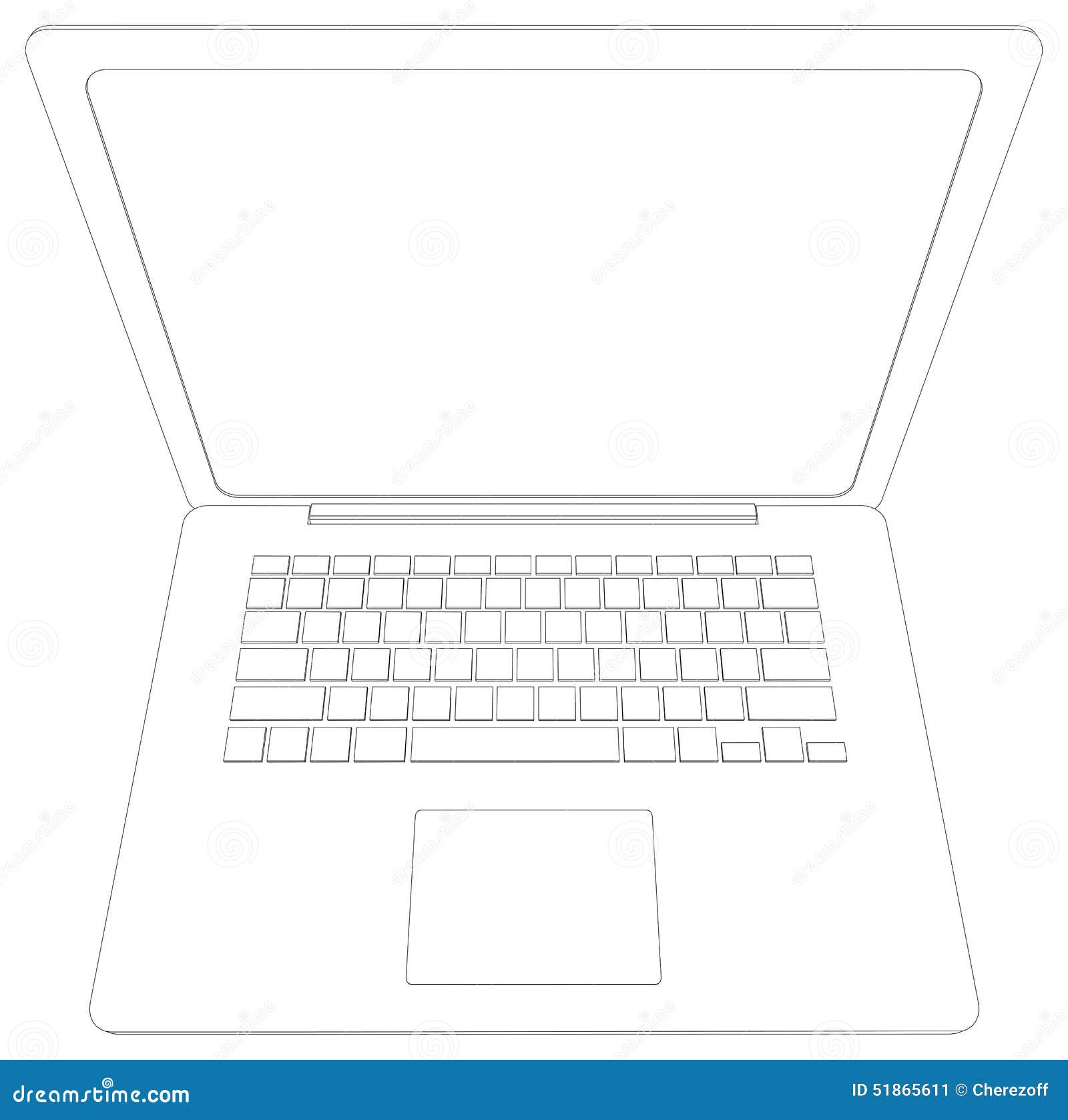 Wire-frame Open Laptop. Top View Stock Vector - Illustration of object ...