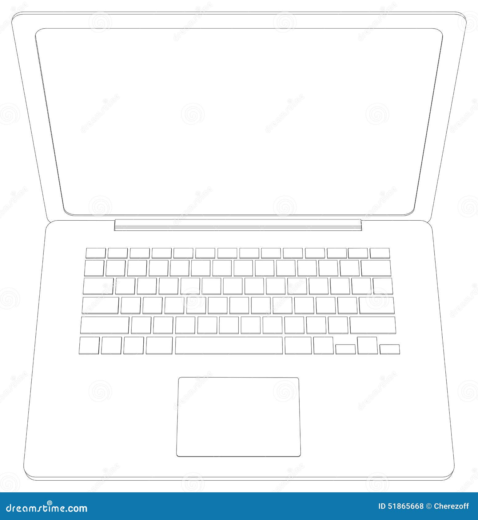 Wire-frame Open Laptop. Top View Stock Vector - Illustration of ...