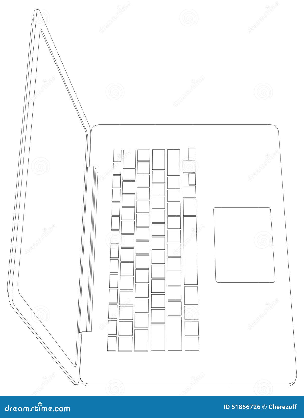 Wire-frame Open Laptop. Top View Stock Vector - Illustration of white ...