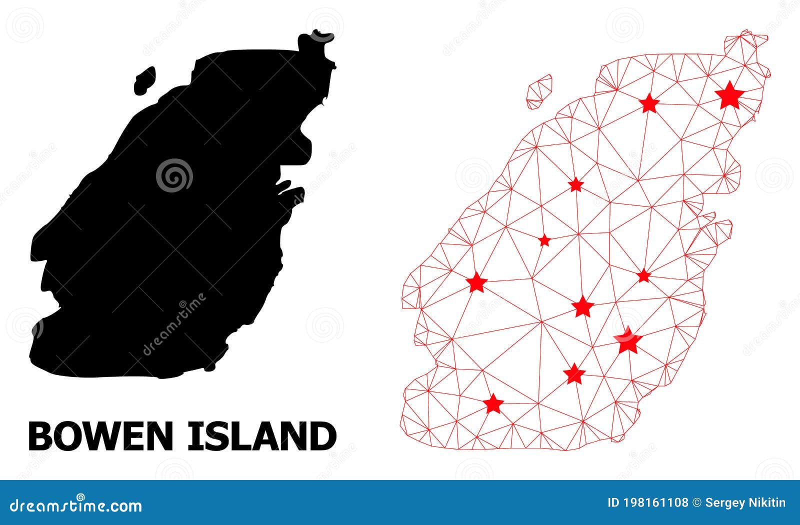 Net Map Of Bowen Island With Rainbow Colored Gradient Vector ...