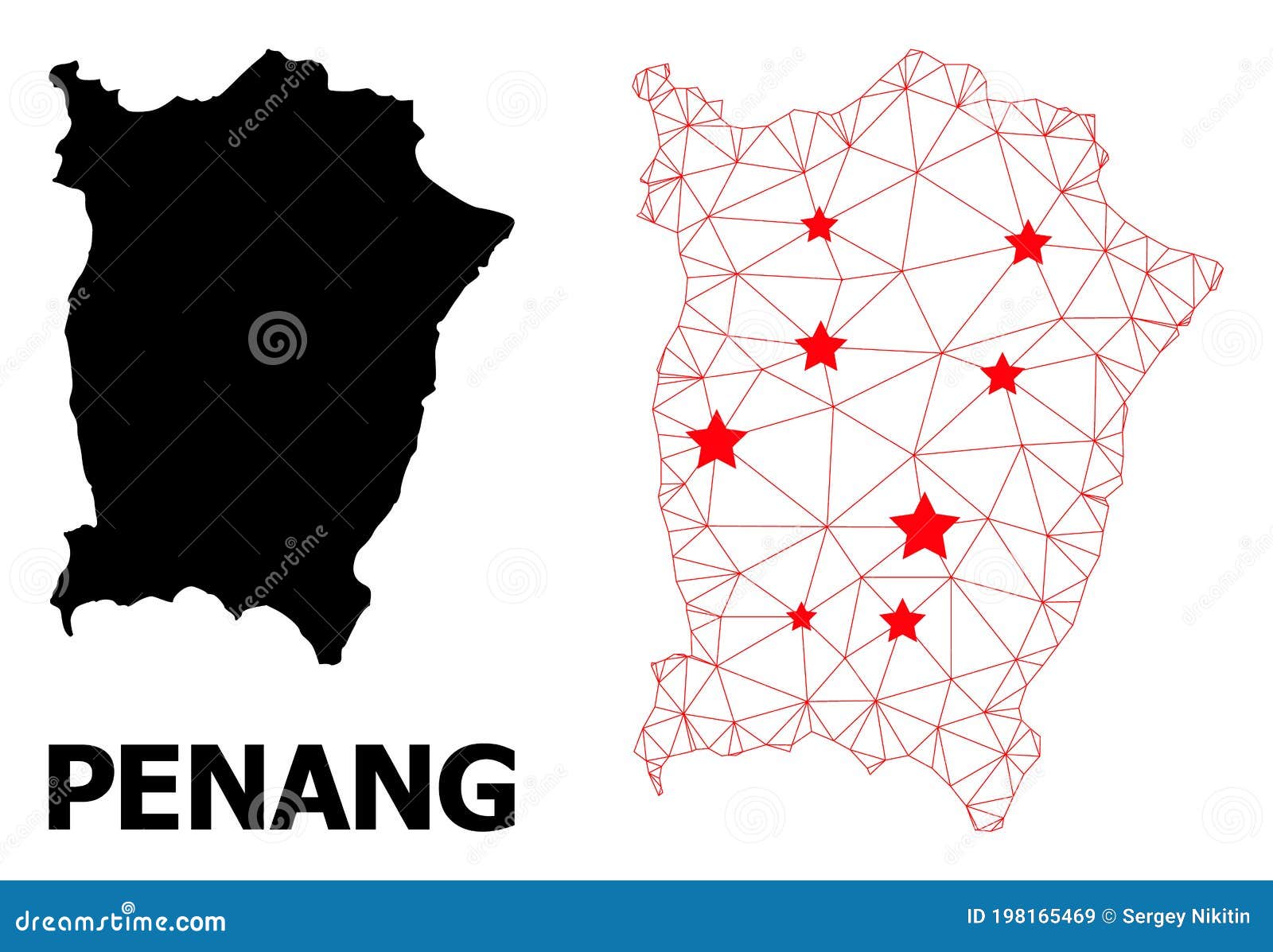 Penang Island Map Hexagon Scheme Vector Illustration | CartoonDealer ...