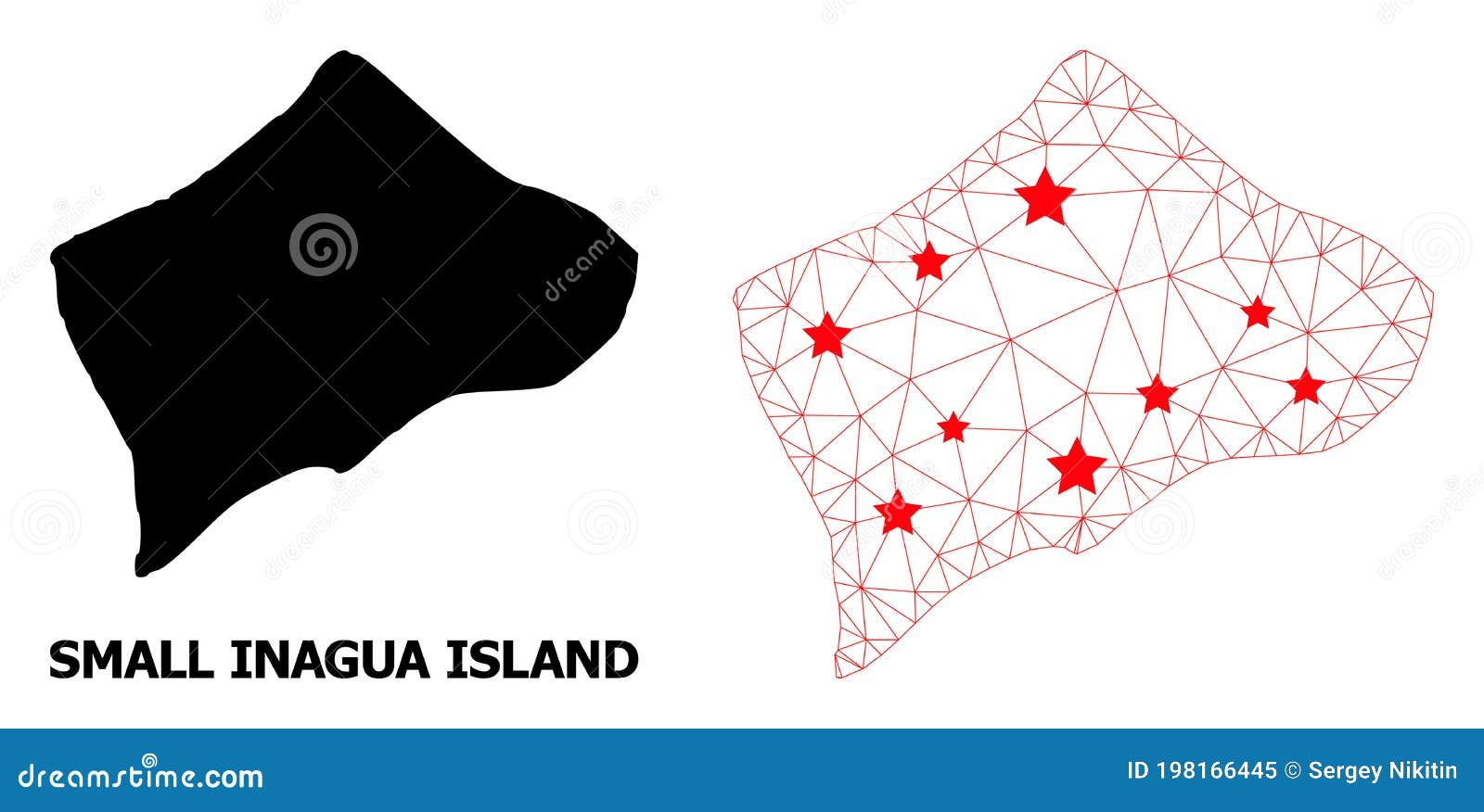Wire Frame Polygonal Map of Small Inagua Island with Red Stars Stock ...