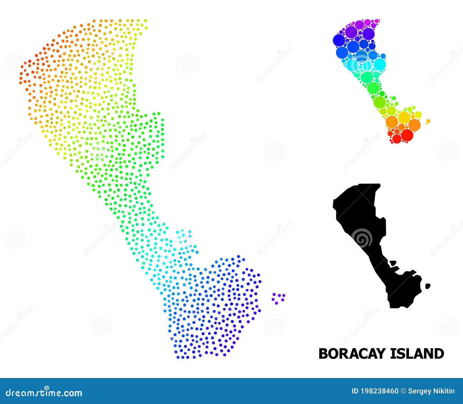 Mesh Polygonal Map of Boracay Island with Red Stars Stock Vector ...