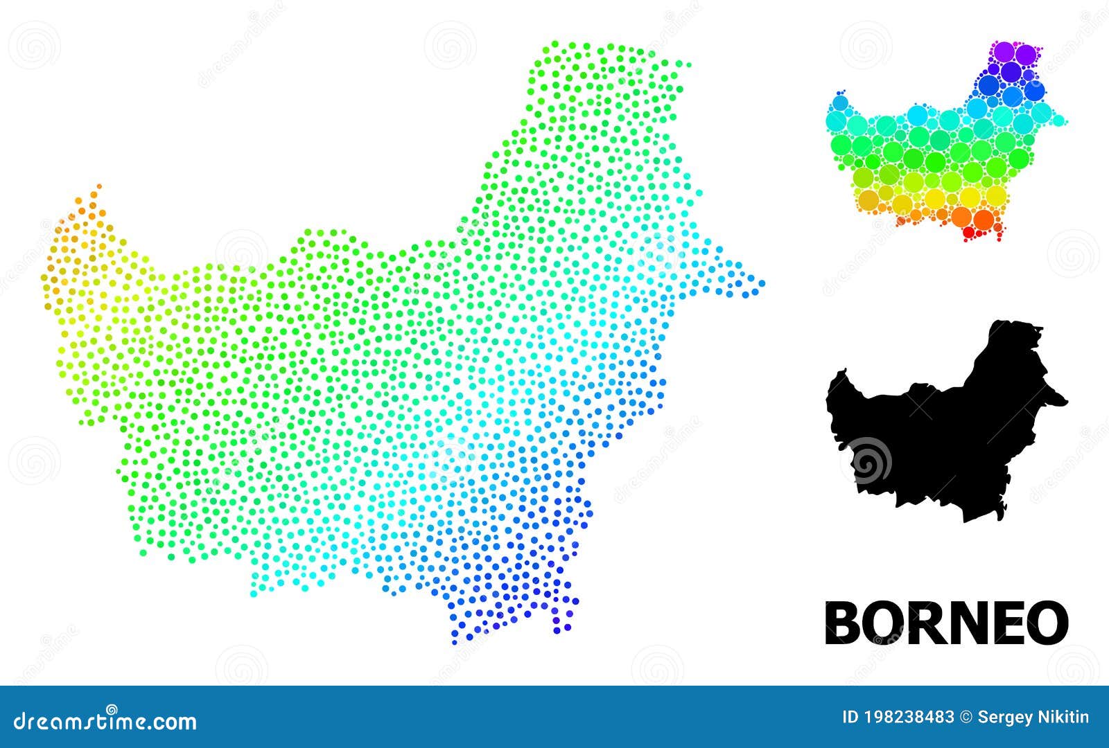 2D Polygonal Map of Borneo Island with Red Stars Stock Vector ...