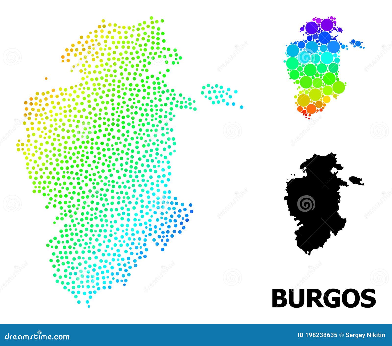 2D Polygonal Map of Burgos Province with Red Stars Stock Vector ...
