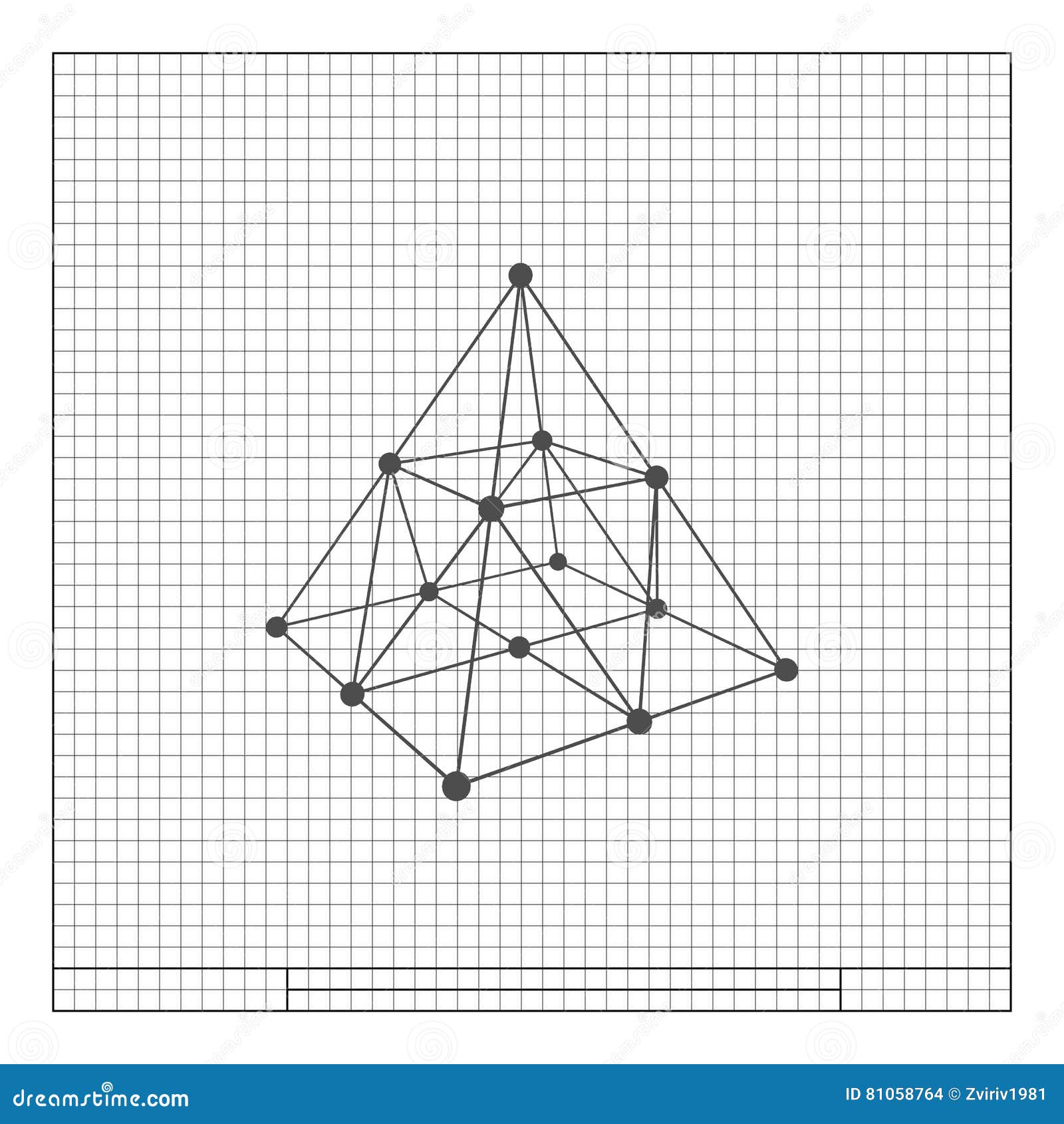 Wire Frame Shape. Pyramid with Connected Lines and Dots Stock ...