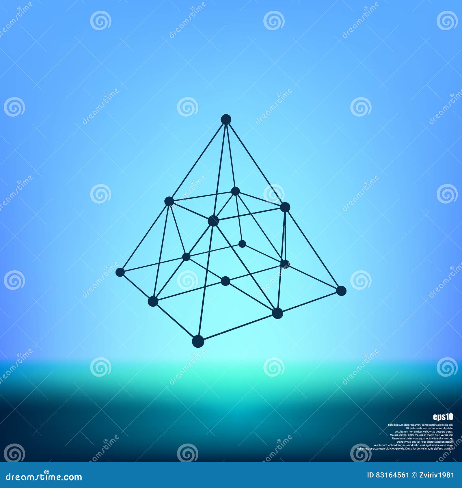 Wire Frame Shape. Pyramid with Connected Lines and Dots Stock ...