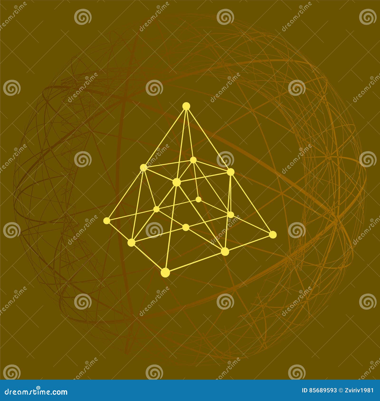 Wire Frame Shape. Pyramid with Connected Lines and Dots Stock ...