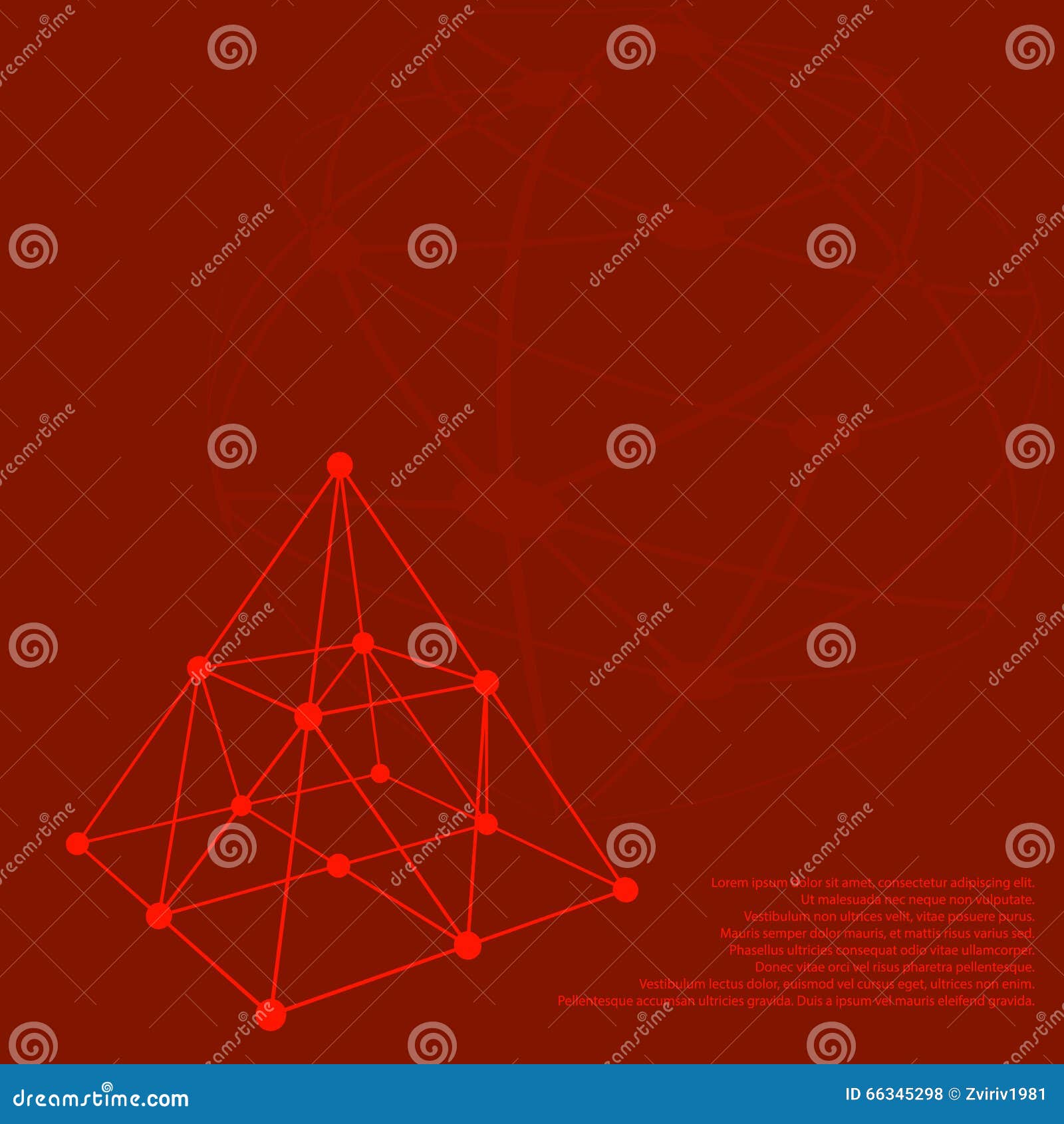 Wire Frame Shape. Pyramid with Connected Lines and Dots. Vector ...