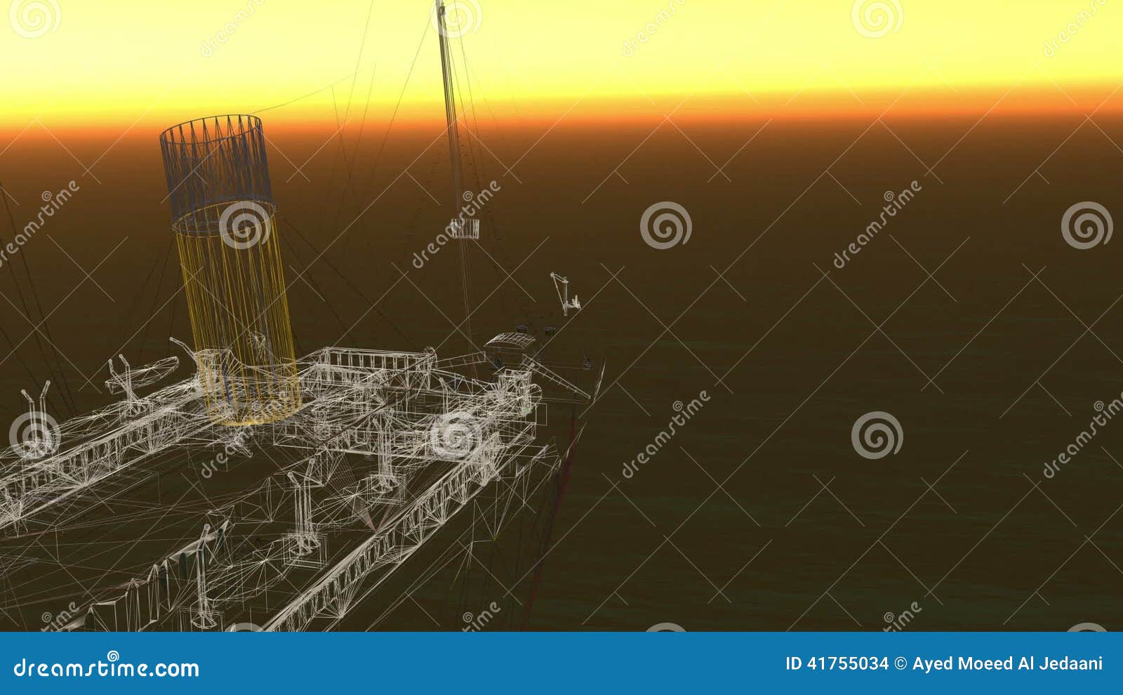 Wire Frame Titanic Above the Sea at Sunset Stock Footage - Video of ...