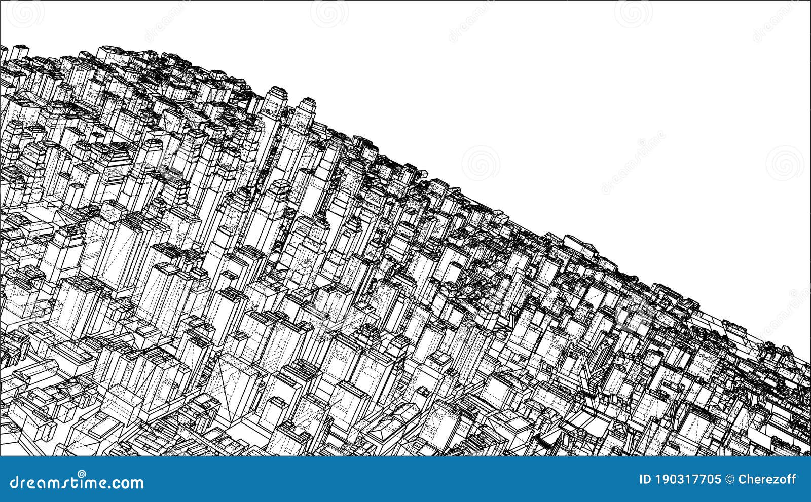 Wire-frame Twisted City, Blueprint Style Stock Illustration ...