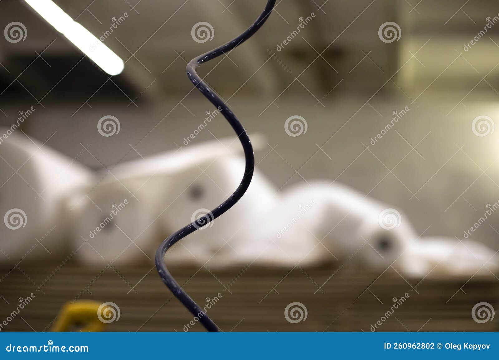 Wire Hangs from Ceiling. Cord is in Air Stock Photo - Image of ...