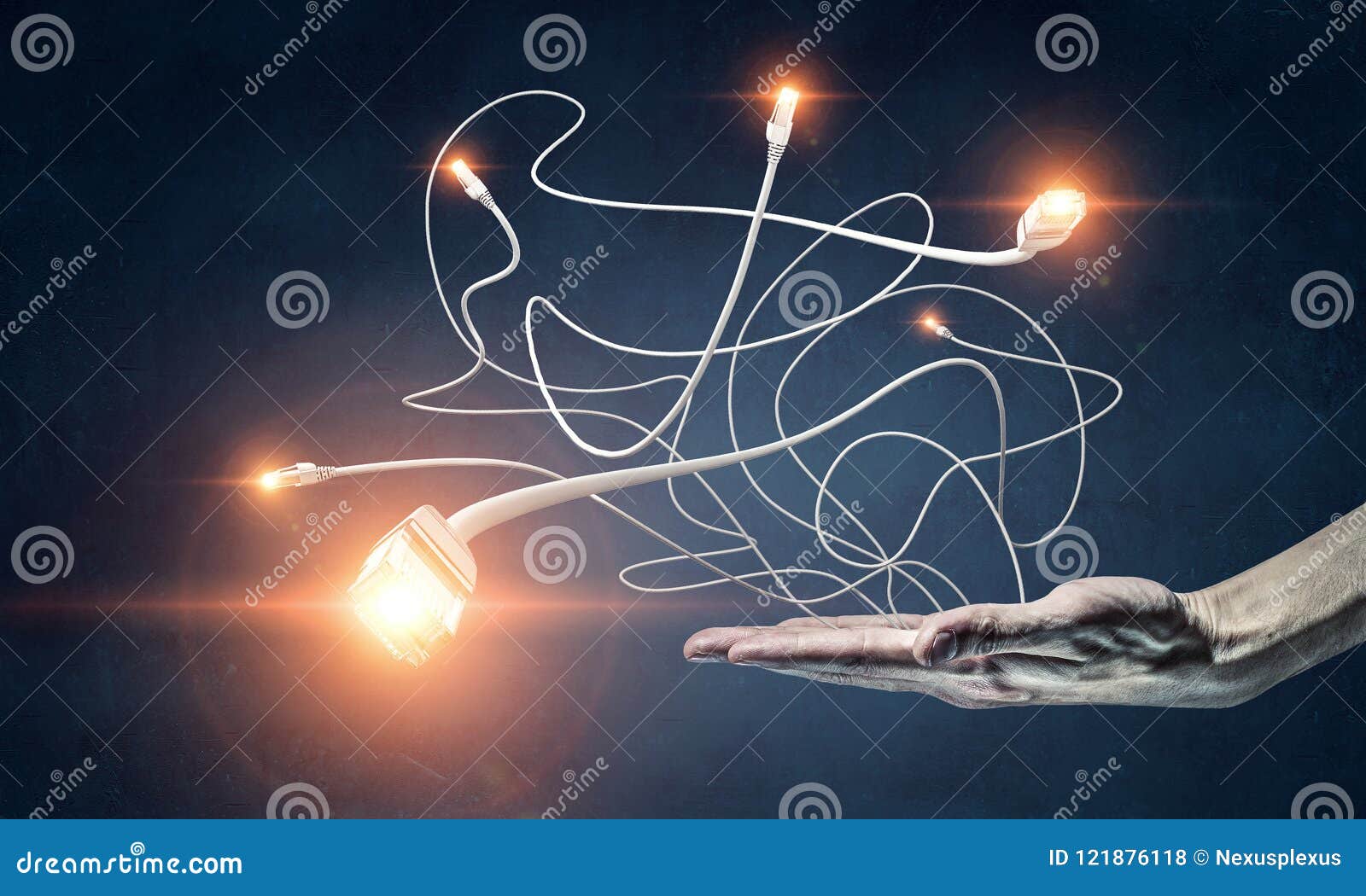 Wire Internet connection stock photo. Image of hand - 121876118