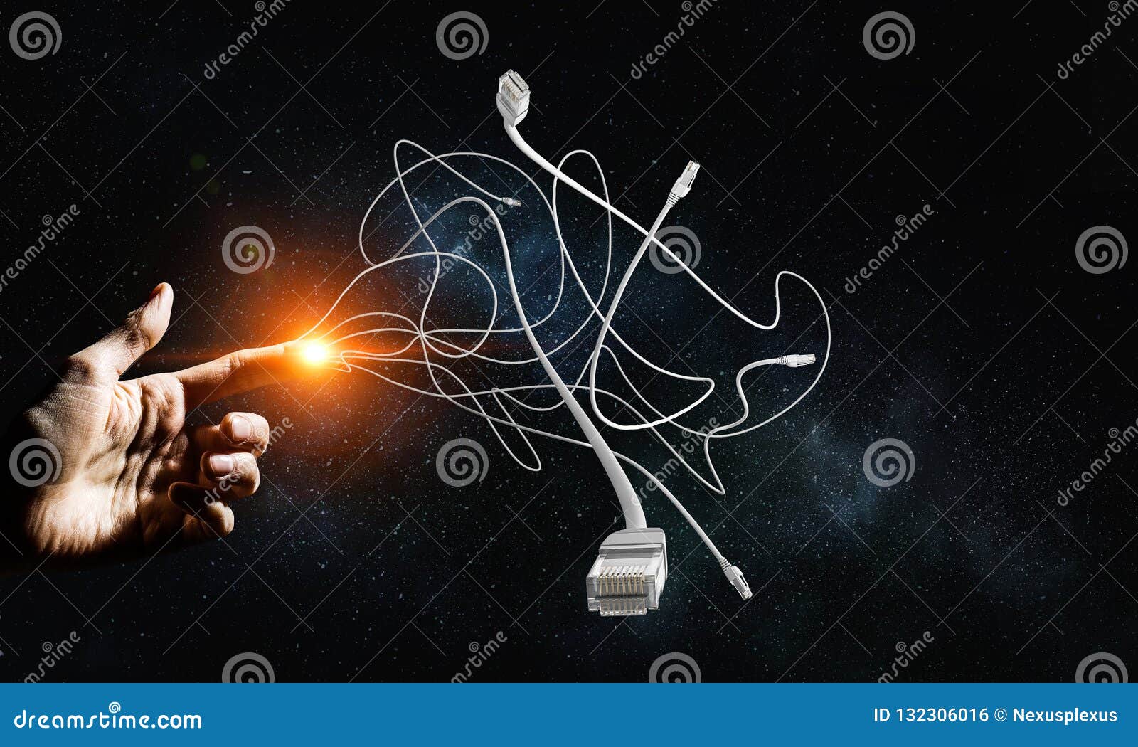 Wire Internet connection stock photo. Image of hand - 132306016