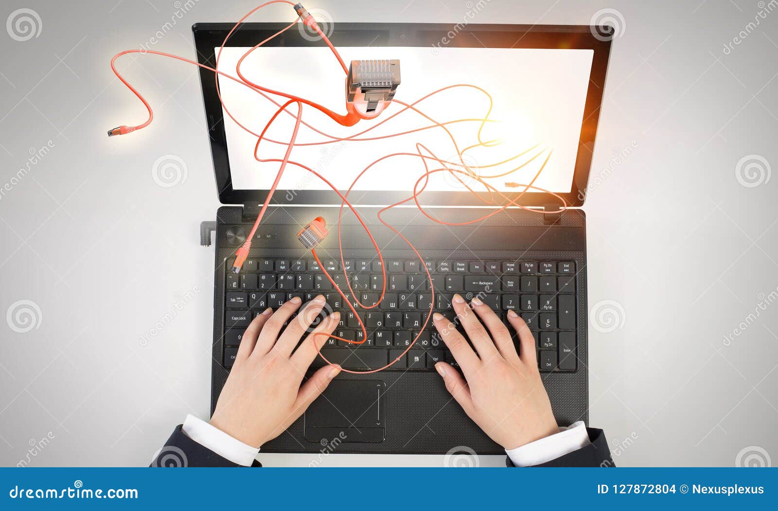 Wire Internet connection stock photo. Image of finger - 127872804