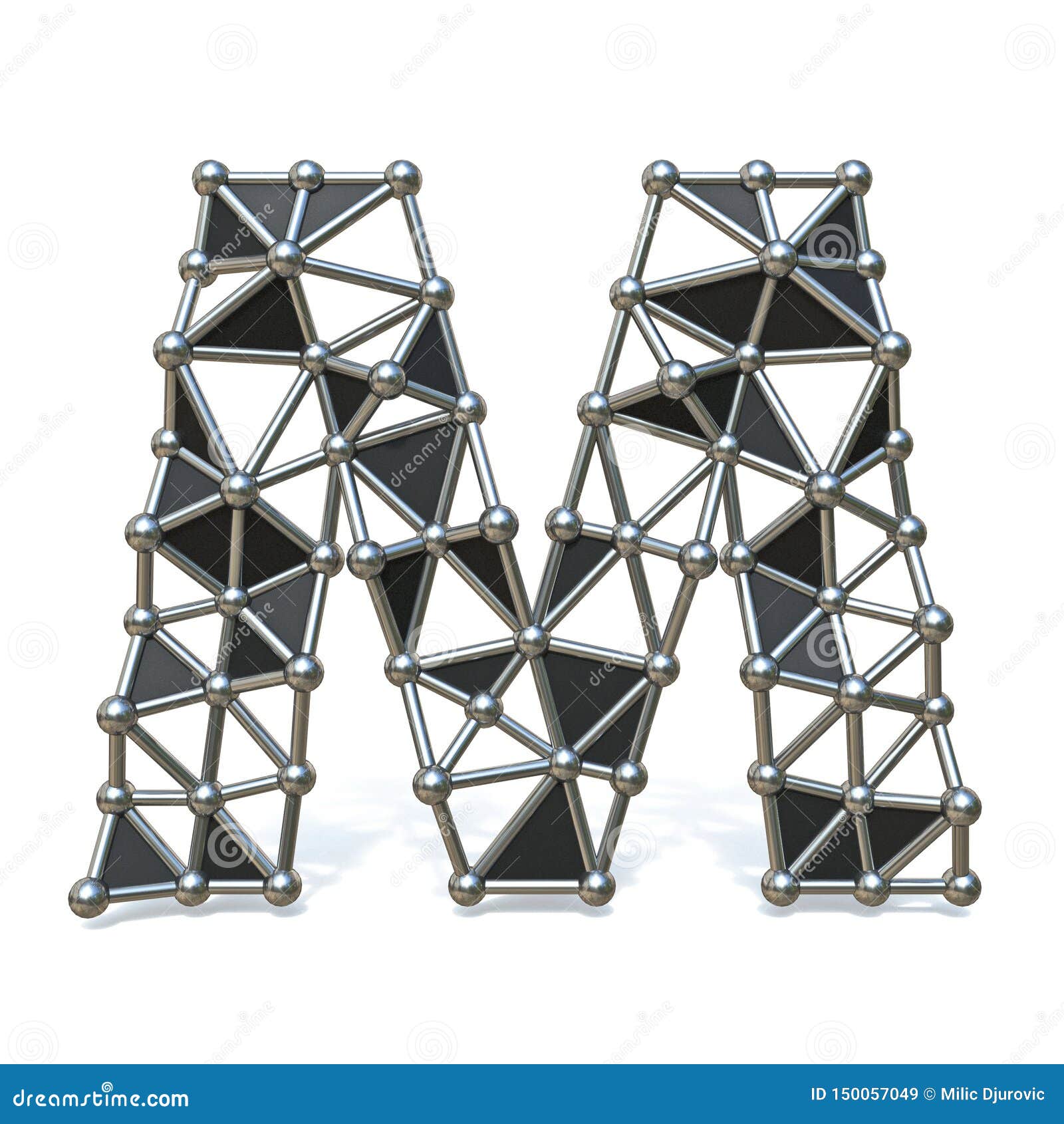Wire Low Poly Black Metal Font Letter M 3D Stock Illustration ...