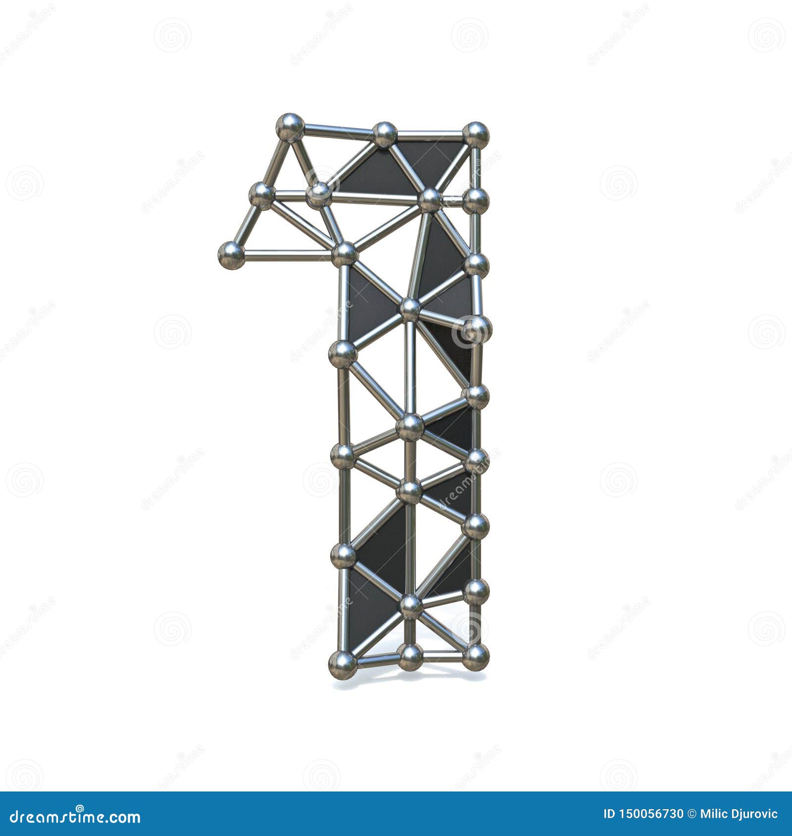 Wire Low Poly Black Metal Number 1 ONE 3D Stock Illustration ...