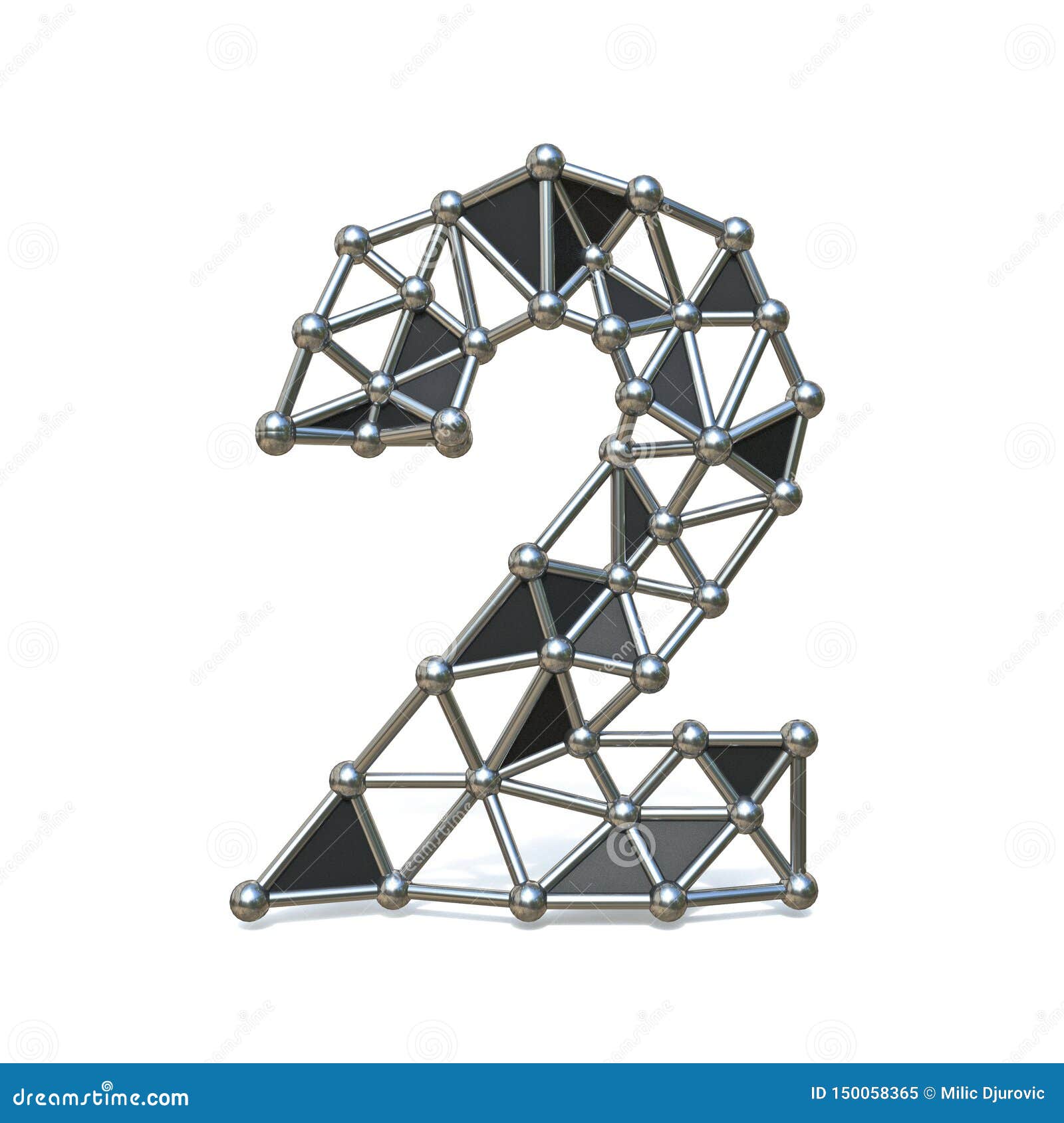 Wire Low Poly Black Metal Number 2 TWO 3D Stock Illustration ...