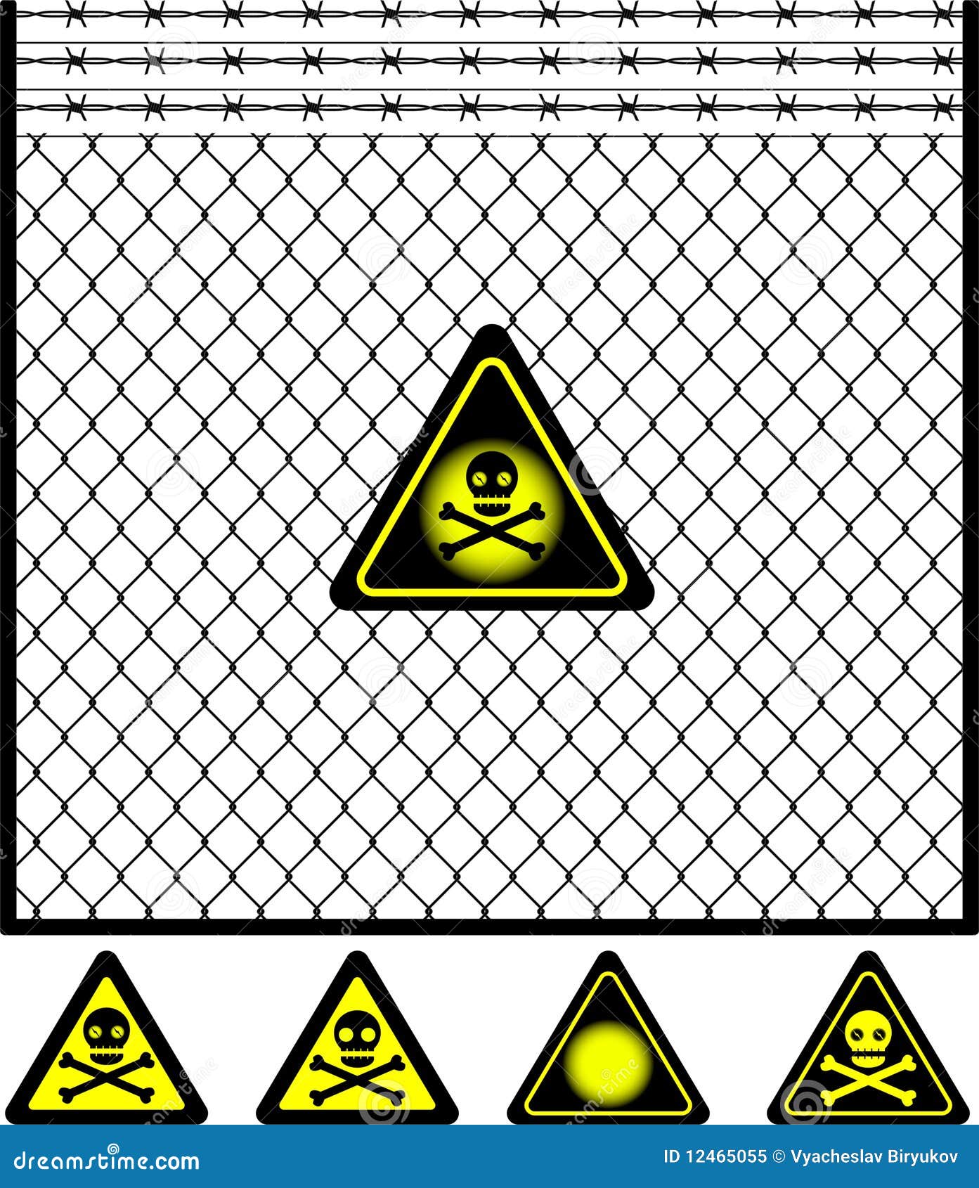 Wire Mesh Fence and Warning Sign Stock Vector - Illustration of yellow ...