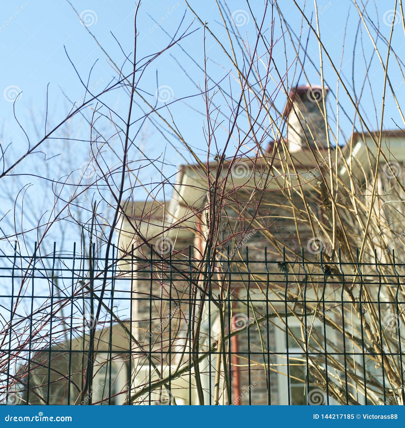 Wire Mesh Panel in Front of a Modern House Stock Image - Image of metal ...