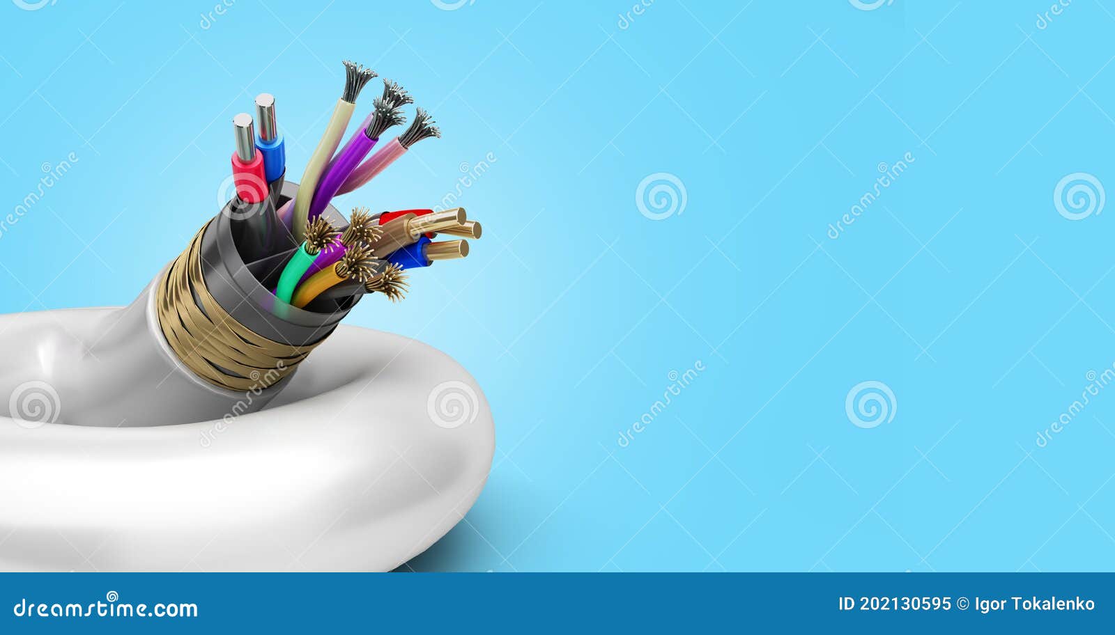 Wire Multicore Cable 3d Render on Blue Gradient Stock Illustration ...