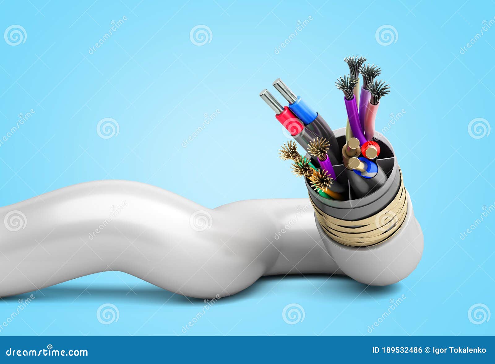 Wire Multicore Cable 3d Render On Grey Gradient Background Stock Image ...
