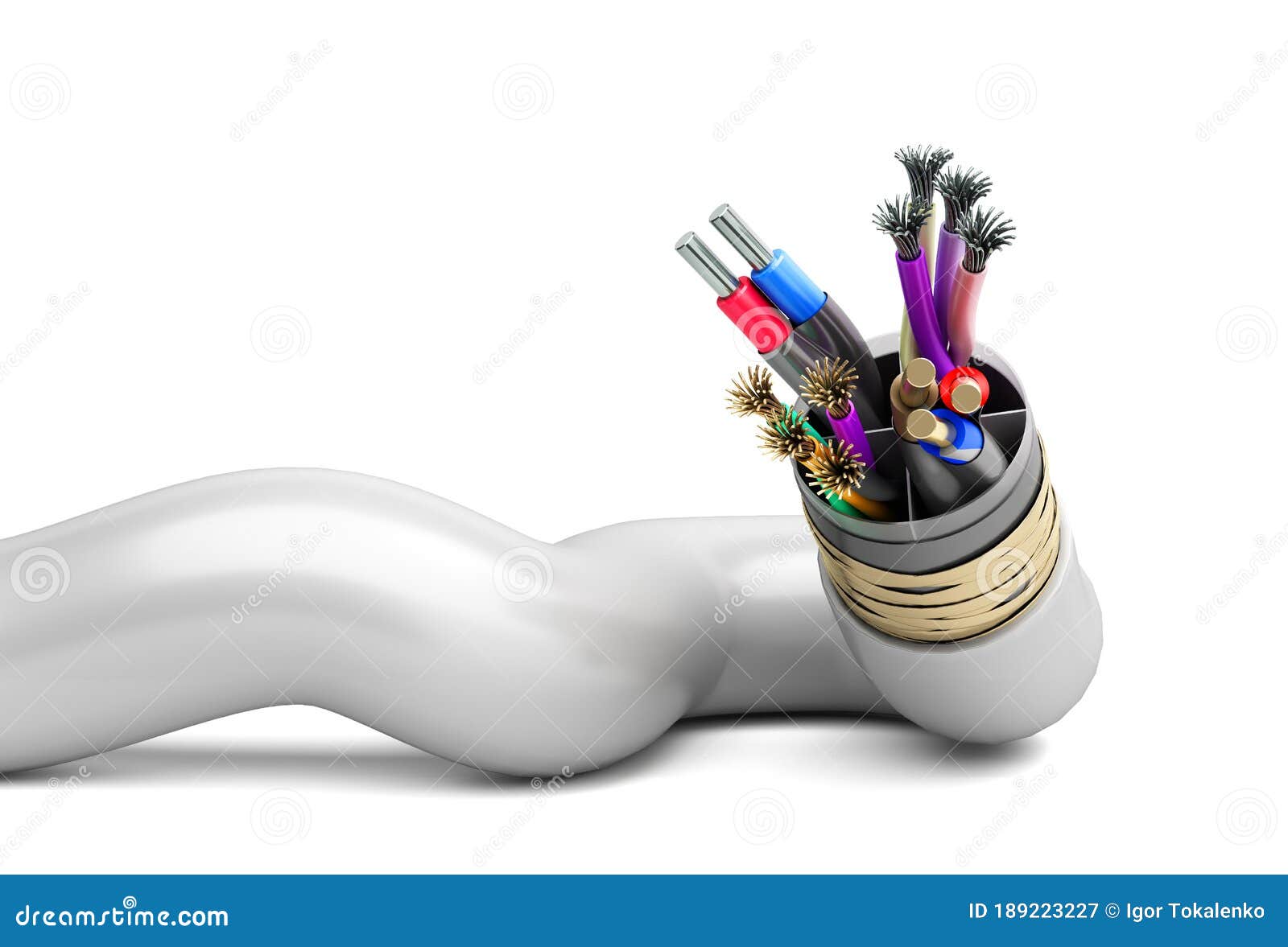 Wire Multicore Cable 3d Render on White Background Stock Illustration - Illustration of electric ...