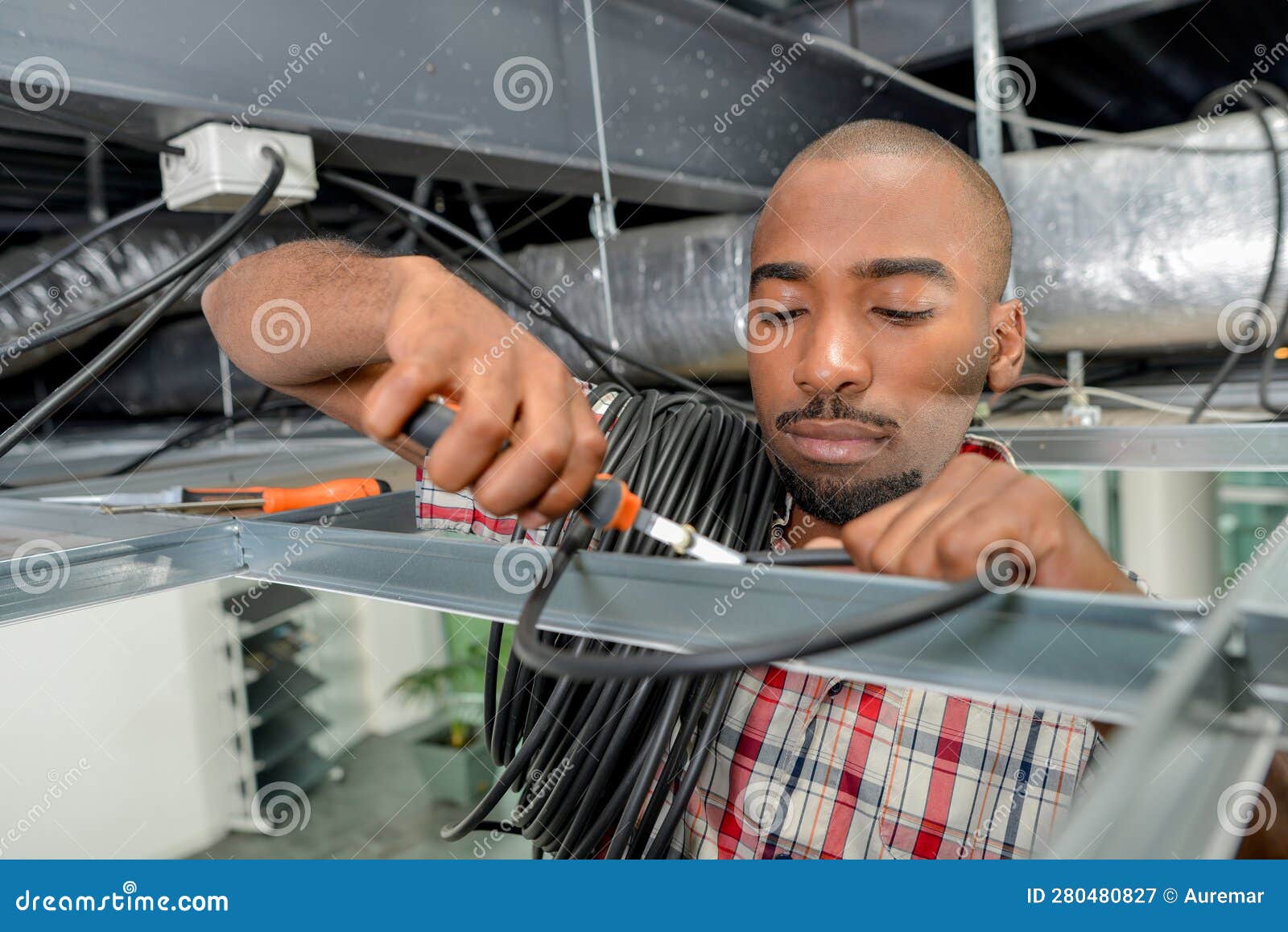 Wire needs change stock image. Image of install, hole - 280480827