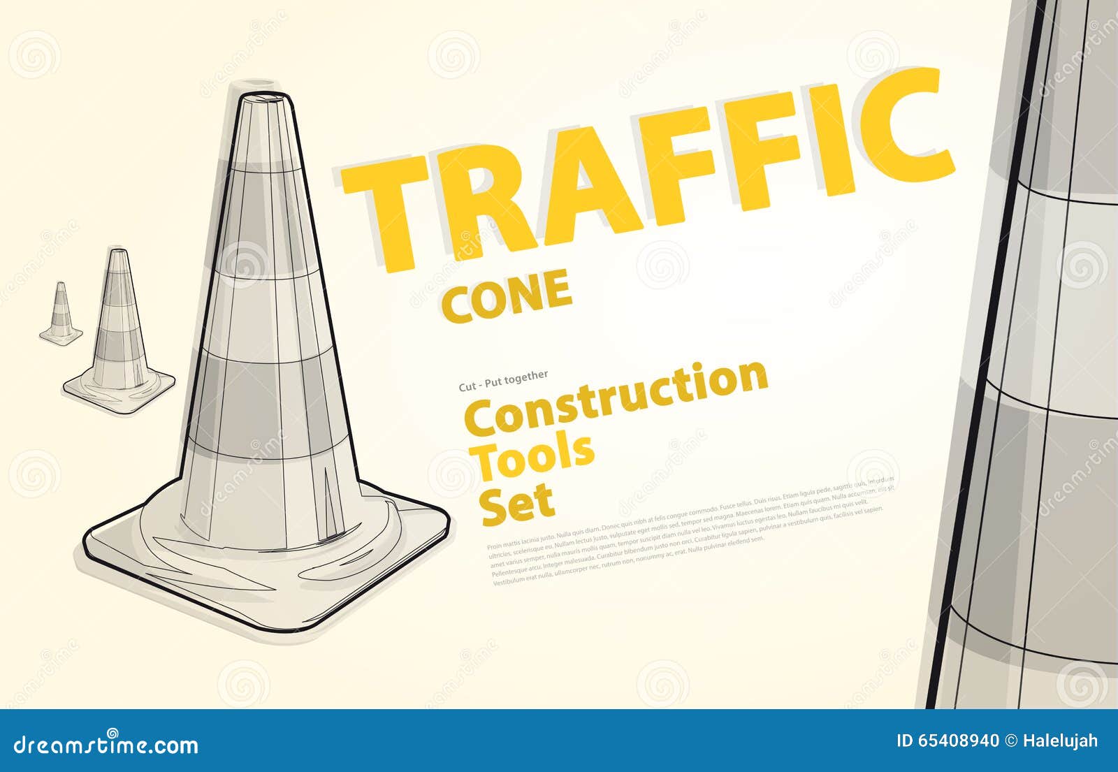 Wire Nice Classical Traffic Cone with White Stripes with Yellow and ...