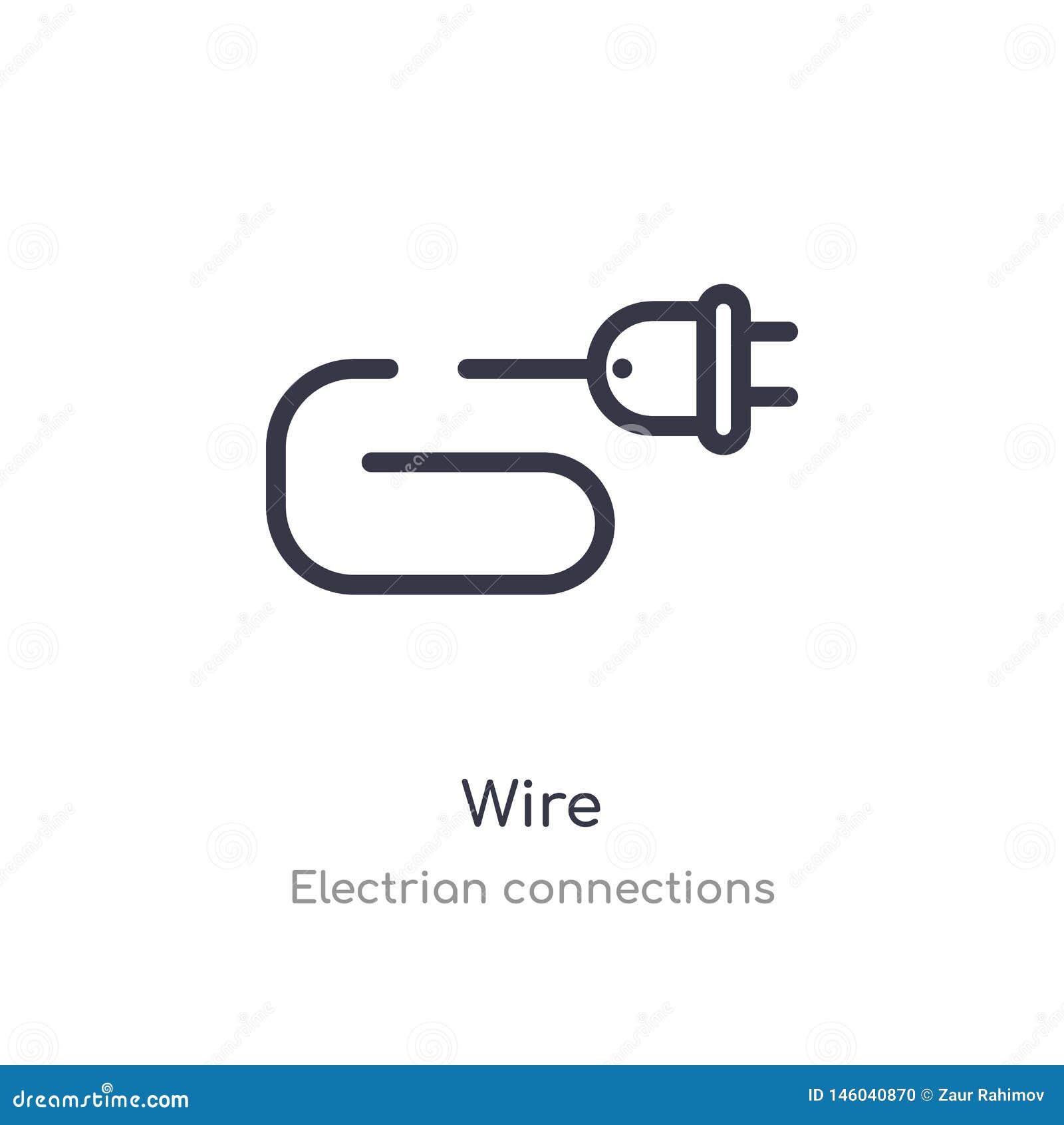 Wire Outline Icon. Isolated Line Vector Illustration from Electrian ...