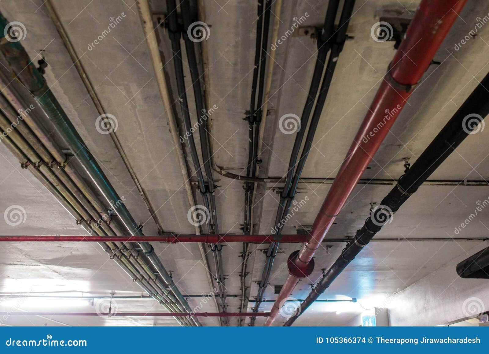 Wire and Pipe on the Ceiling Stock Photo - Image of detail, design ...