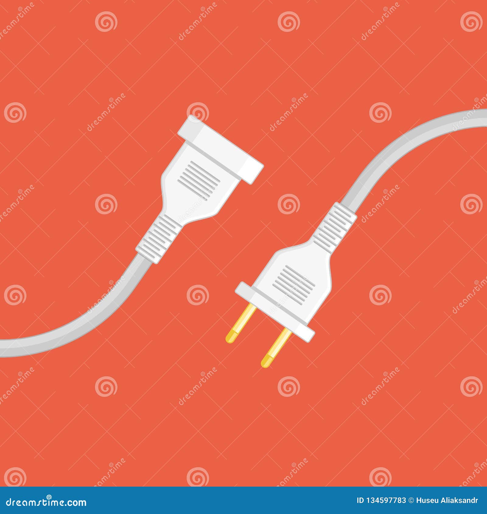 Wire plug and socket. stock vector. Illustration of electric - 134597783