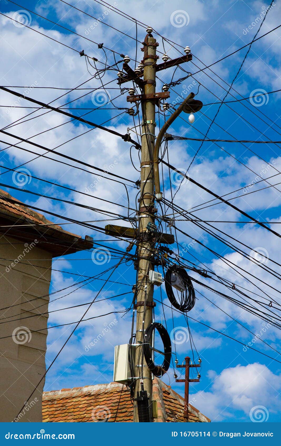 Wire Pole & blue sky stock photo. Image of connection - 16705114