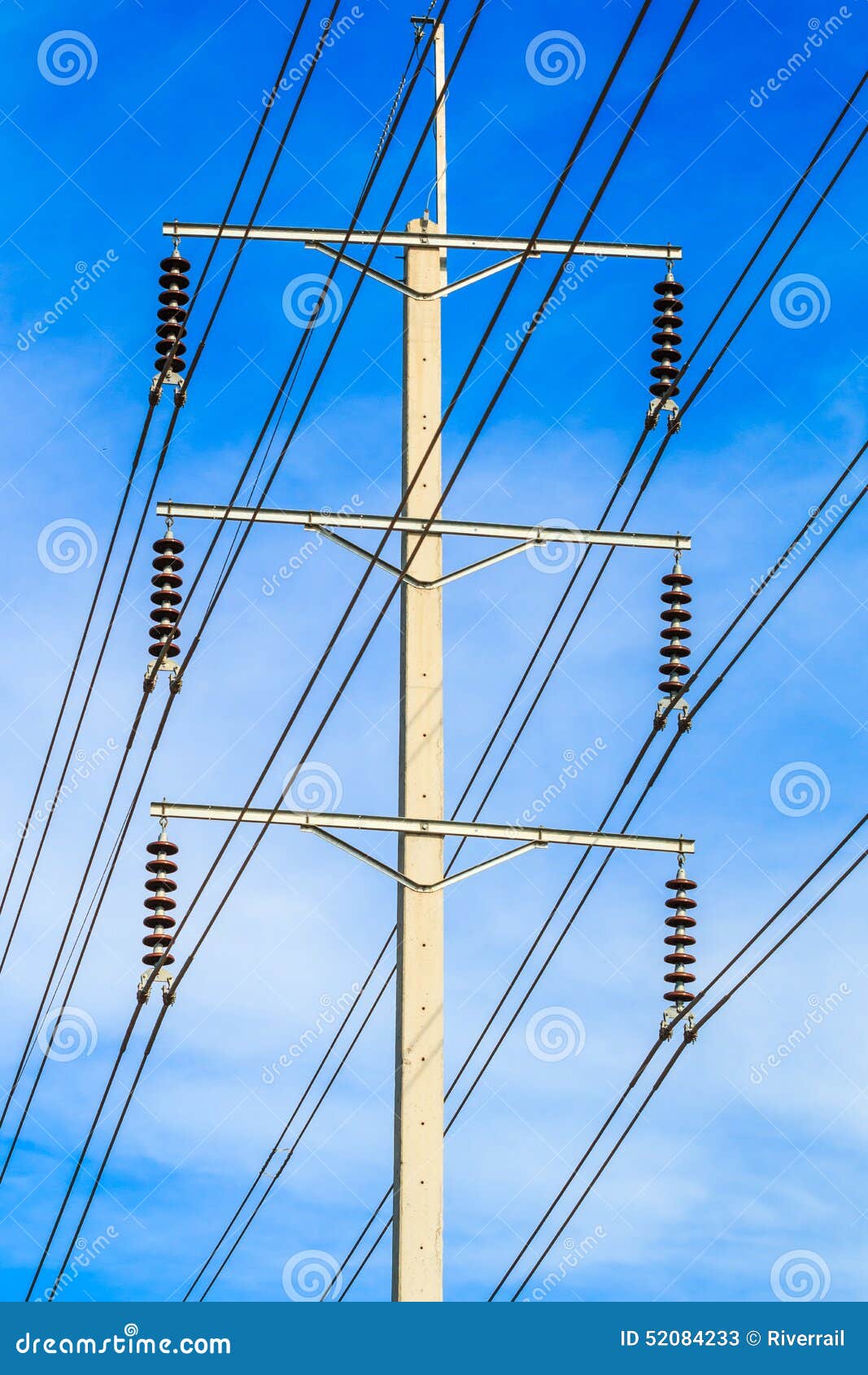 Wire Pole at High Voltage Electrical Post Stock Image - Image of line ...
