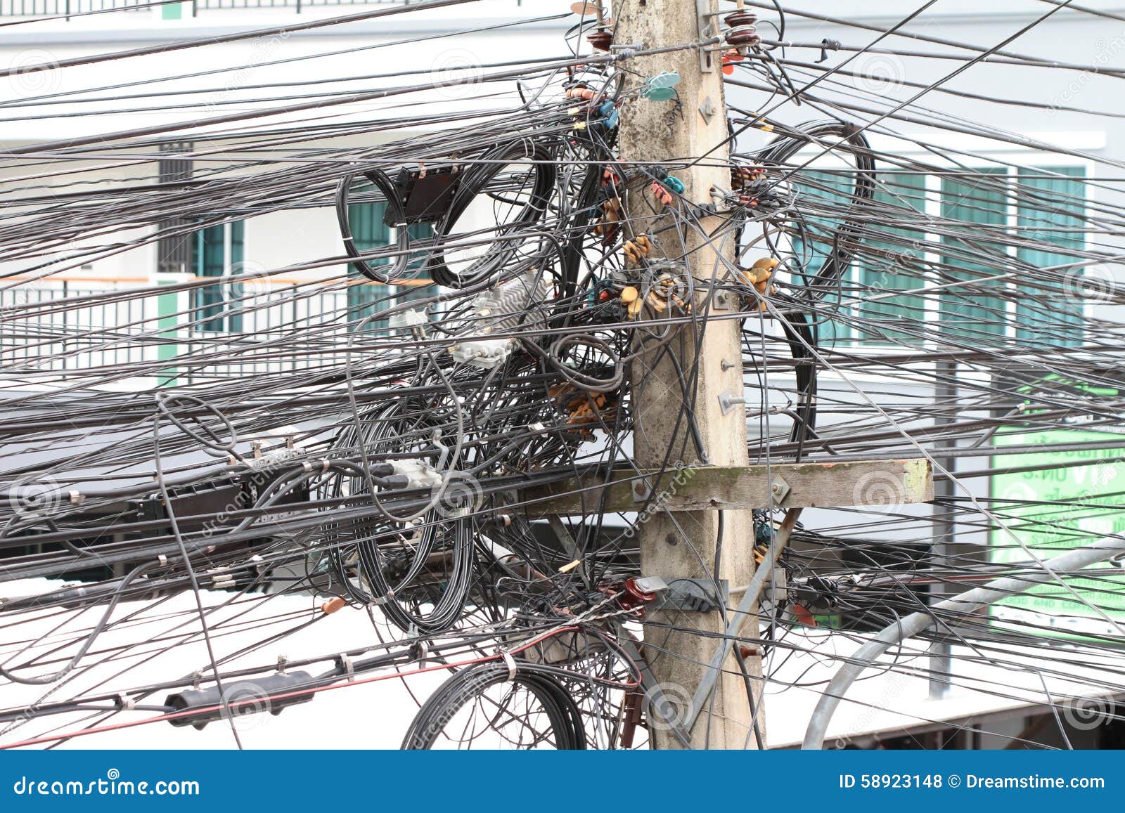 Wire on pole stock photo. Image of utility, electricity - 58923148