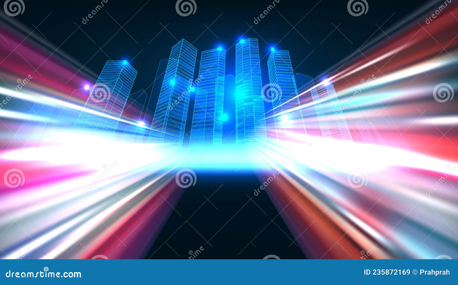 Wire Polygonal Future Tech City Concept Template Stock Illustration ...