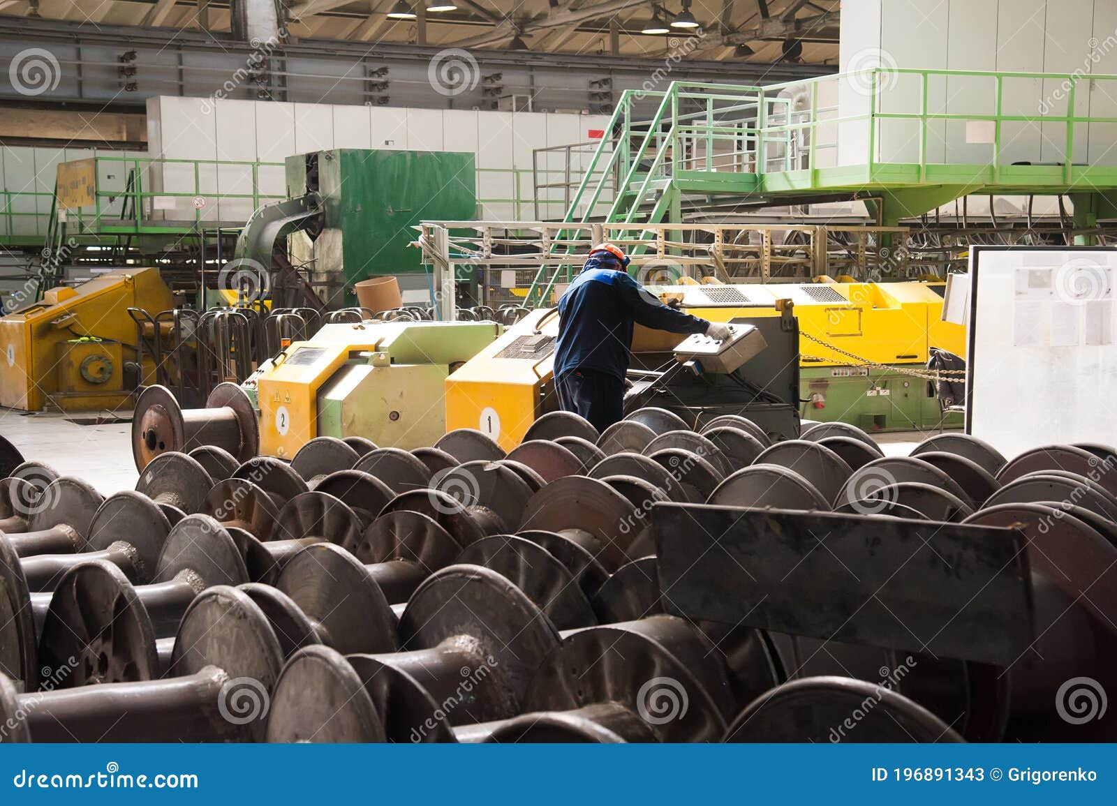 Wire production plant stock image. Image of coil, steel - 196891343