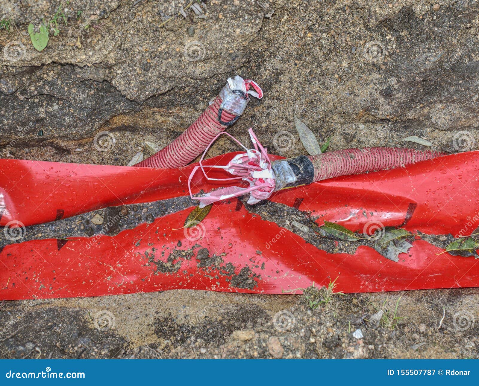 Wire Protection for City Light System in Park. Steel Cable Stock Image ...