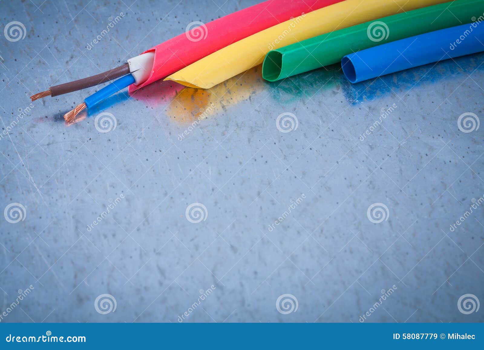 Wire Protection and Copper Cables on Scratched Metallic Backgrou Stock ...