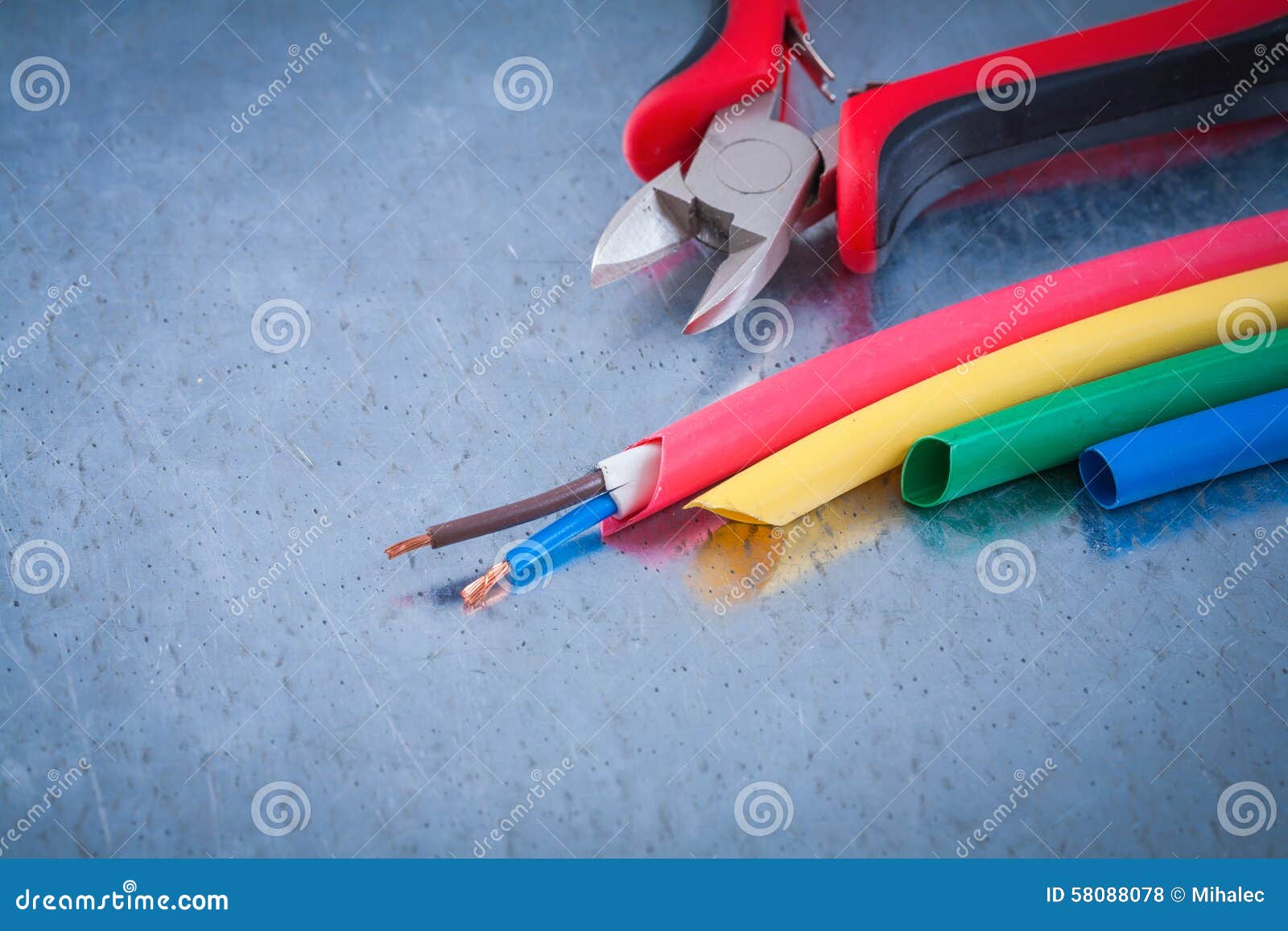 Wire Protection Copper Cables Sharp Nippers on Scratched Metalli Stock ...