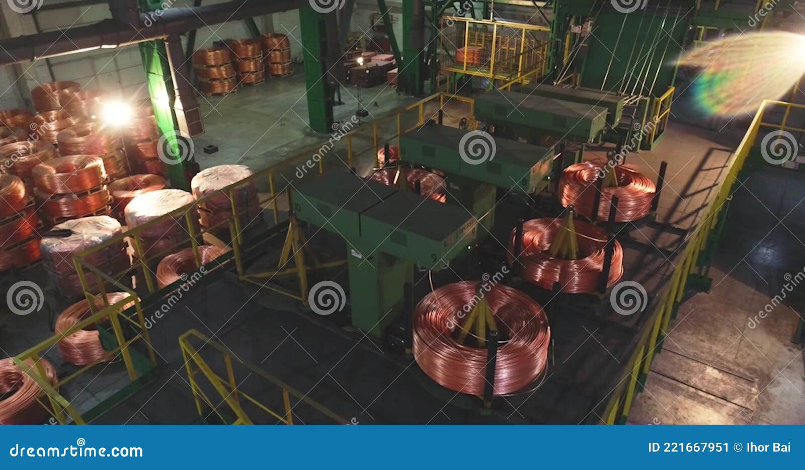 Wire Rod Continuous Casting Line during Operation, Inside the Copper ...