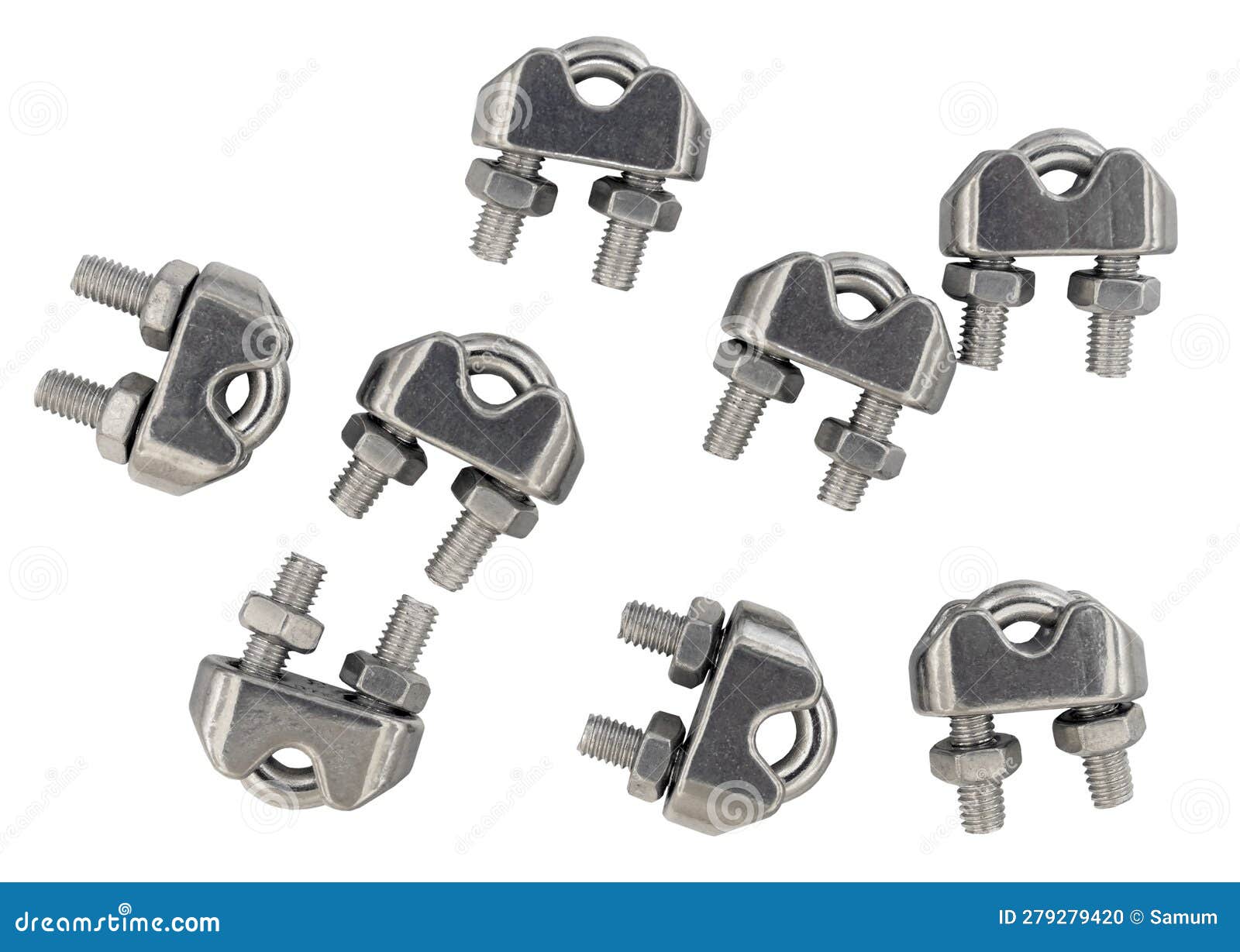 Wire Rope Clips Isolated on a White Stock Photo - Image of detail ...