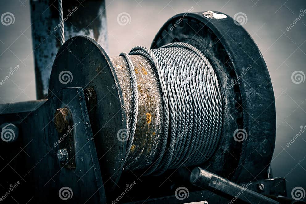 Wire Rope Sling on a Ship Winch Roll Stock Image - Image of metal ...