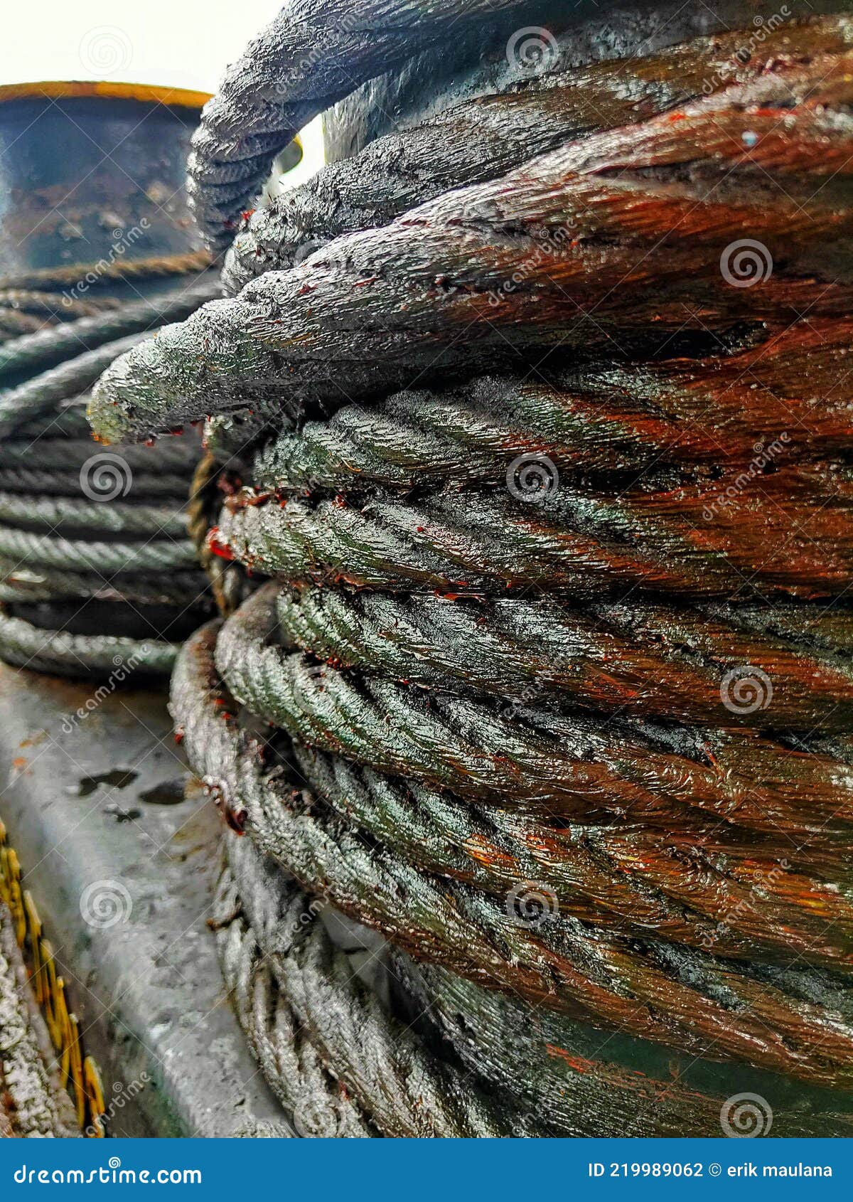 Wire rope used at vessel stock photo. Image of used - 219989062
