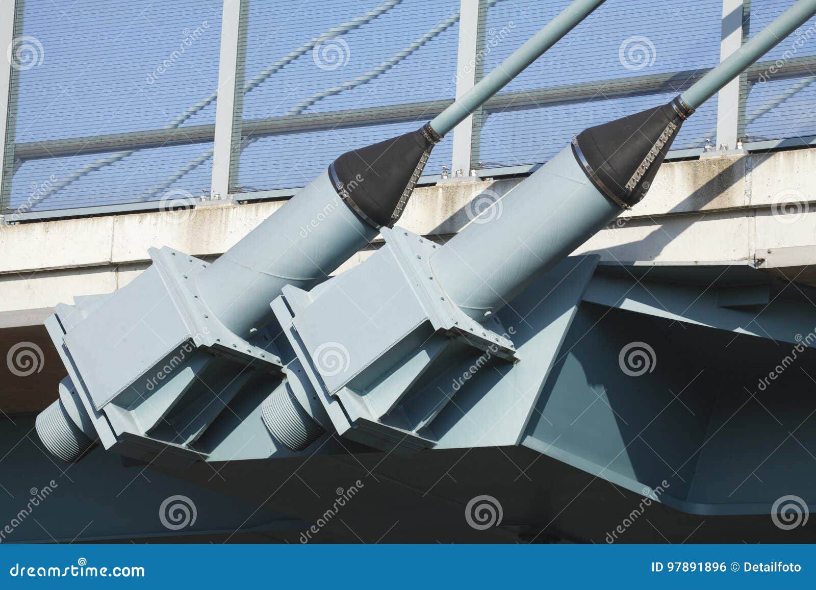 Wire Ropes Lying Stretched With Wire Rope Clamps On A Welded And Rusted ...